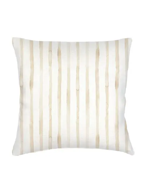 Anaya Riviera Striped Linen Pillow With Down Insert - Beige