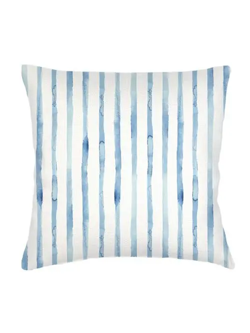 Anaya Riviera Striped Linen Pillow With Down Insert - Blue