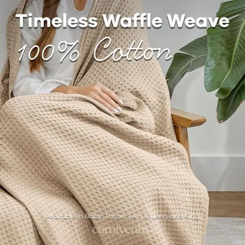 COMFY CUBS Adult Waffle Blanket - Sand