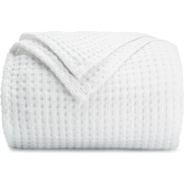 COMFY CUBS Adult Waffle Blanket - White