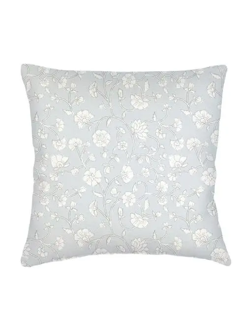 Anaya Jaipur Floral Linen Pillow With Down Alternative Insert - Grey