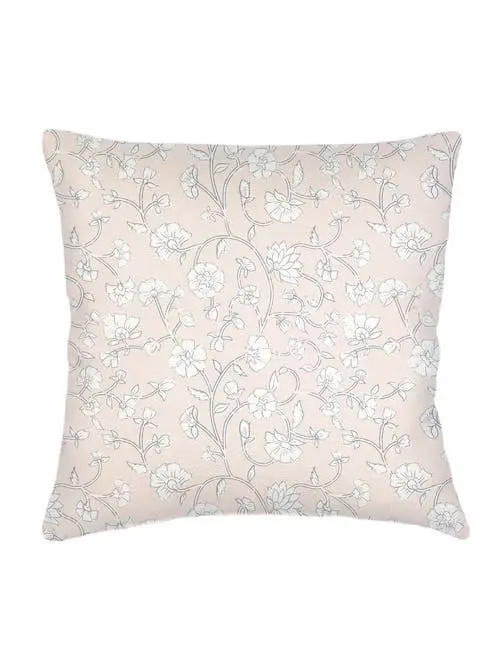 Anaya Jaipur Floral Linen Pillow With Down Alternative Insert - Pink