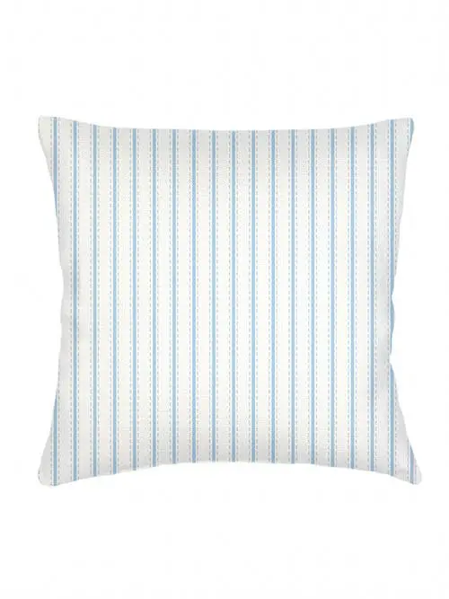 Anaya French Stripe Linen Euro Pillow With Down Alternative Insert - Blue