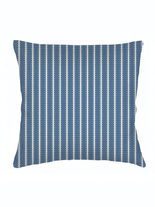 Anaya French Stripe Linen Euro Pillow With Down Alternative Insert - Navy Blue