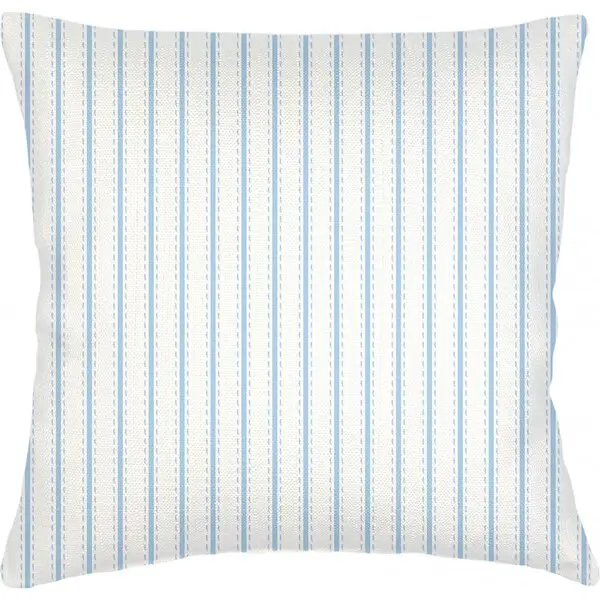 Anaya French Stripe Linen Euro Pillow With Down Insert - Blue