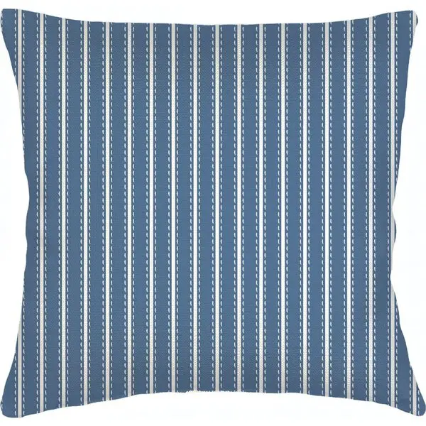 Anaya French Stripe Linen Euro Pillow With Down Insert - Navy Blue