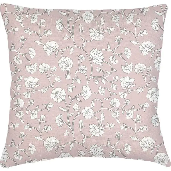 Anaya Jaipur Floral Linen Euro Pillow With Down Alternative Insert - Brown
