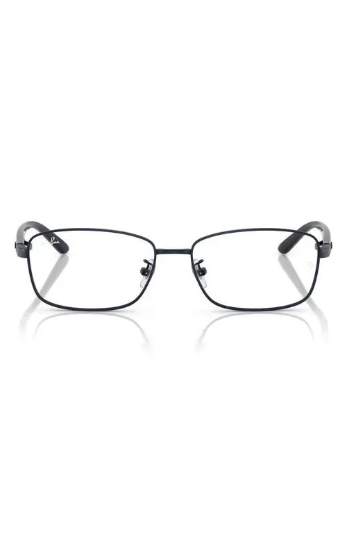Ray-ban 56mm Rectangular Eyeglasses - Shiny Silver