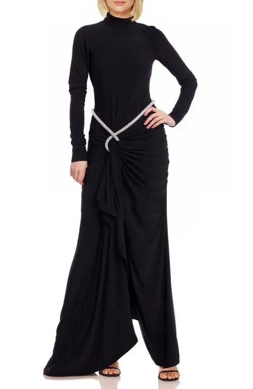 badgley mischka long black dress Airlea Long Sleeve Mini Dress