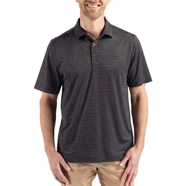 Cutter & Buck Pike Shadow Check Print Polo - Black