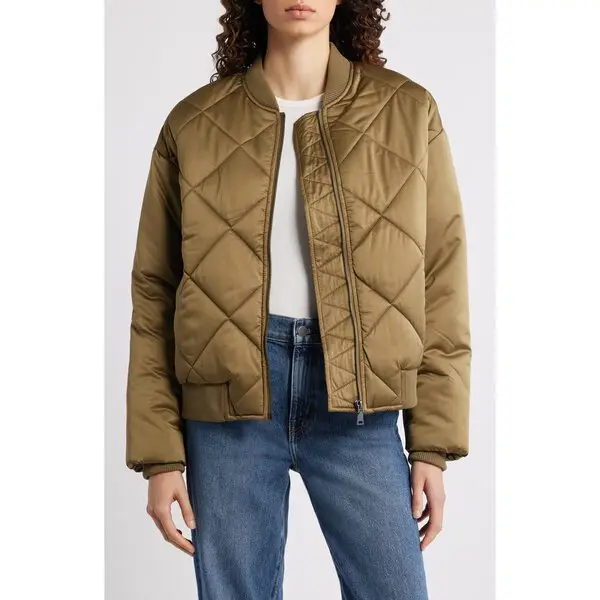 FAVORITE DAUGHTER Quilted Bomber Jacket - Army