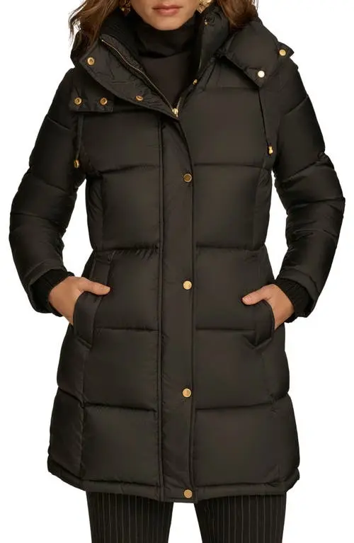 Donna Karan New York Hooded Puffer Jacket - Black