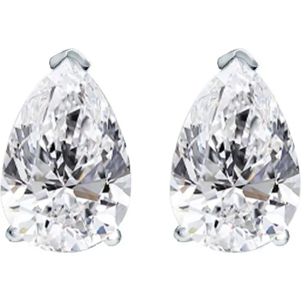 BLISS DIAMOND 2 Ct Lab Grown Pear Shape Diamond Stud Earrings - 14k White Gold