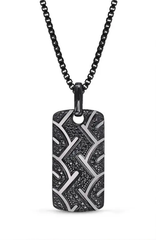 LUVMYJEWELRY Tire Tread Diamond Tag Necklace - Dark Grey