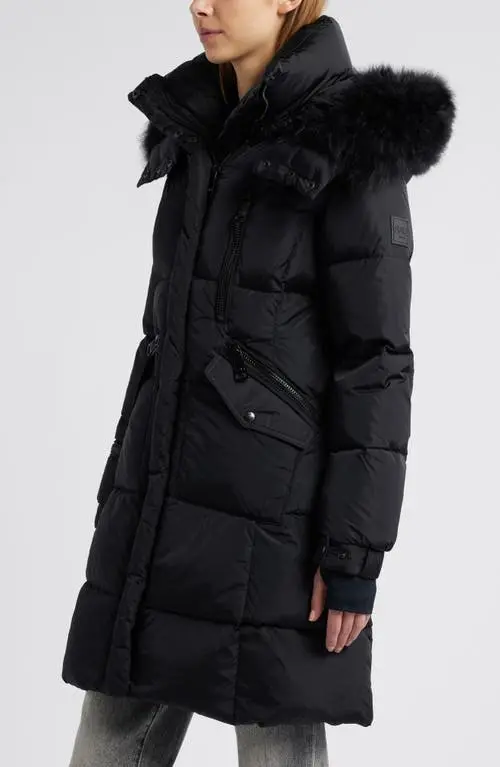 Sam. Luxe Highway Down Puffer Jacket With Genuine Shearling Trim - Matte Black