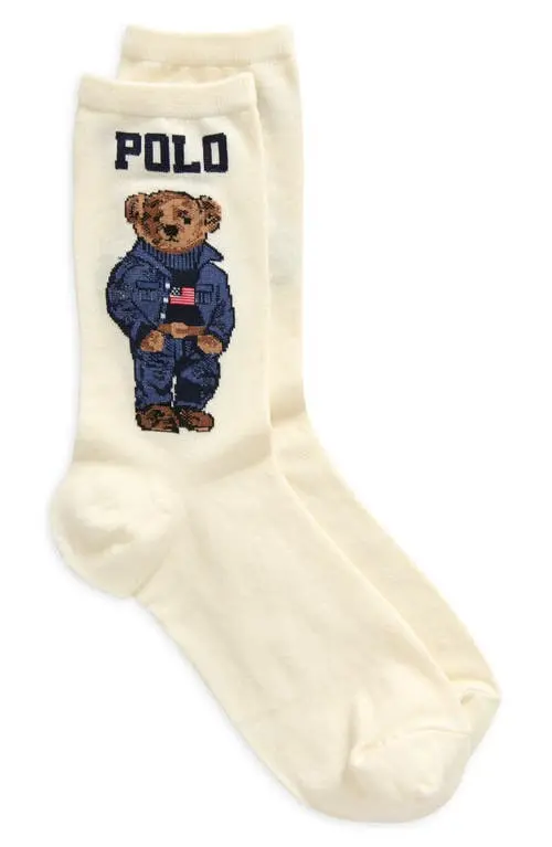 Polo Ralph Lauren Americana Bear Crew Socks - Ivory