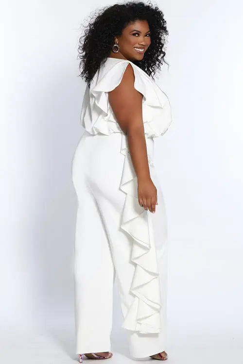 SYDNEY'S CLOSET Crepe Ruffle Jumpsuit