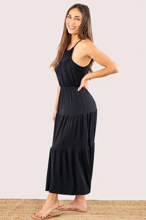 JJWINKS Bon Voyage Built-in Shelf Tiered Midi Dress