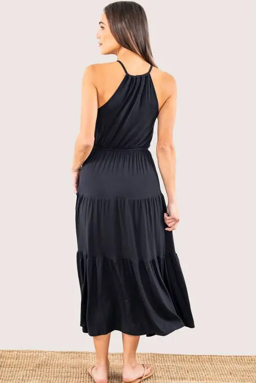 JJWINKS Bon Voyage Built-in Shelf Tiered Midi Dress