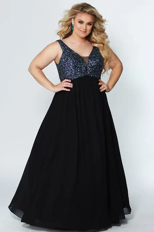 SYDNEY'S CLOSET Sequin Empire Gown - Black/multi
