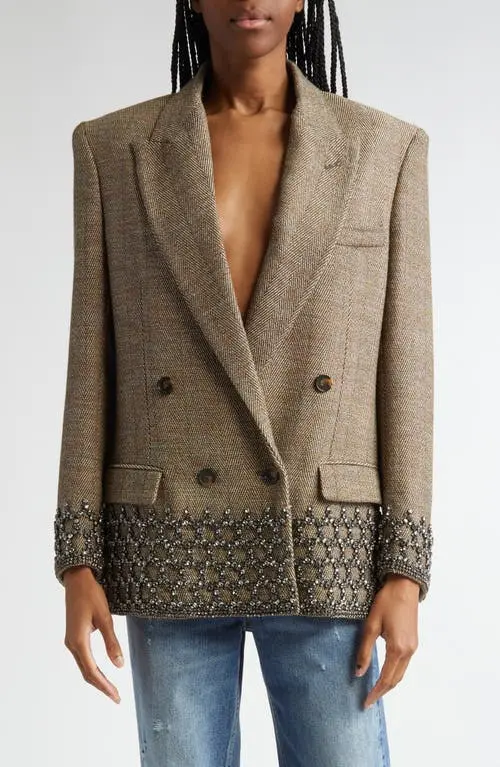 Stella McCartney Oversized Herringbone Wool Blend Blazer
