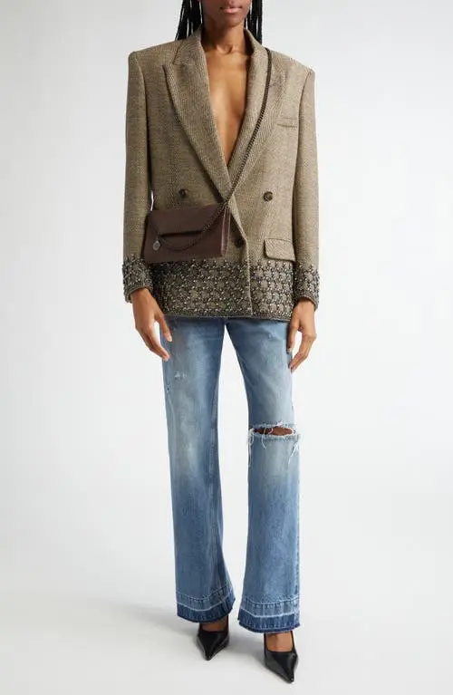 Stella McCartney Oversized Herringbone Wool Blend Blazer