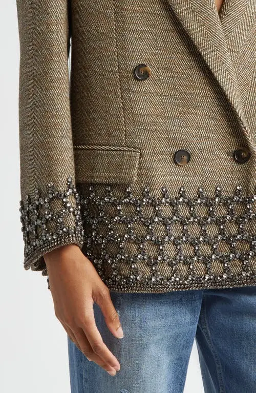 Stella McCartney Oversized Herringbone Wool Blend Blazer