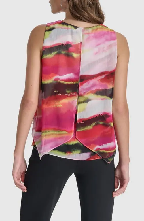 Dkny Printed Chiffon Top