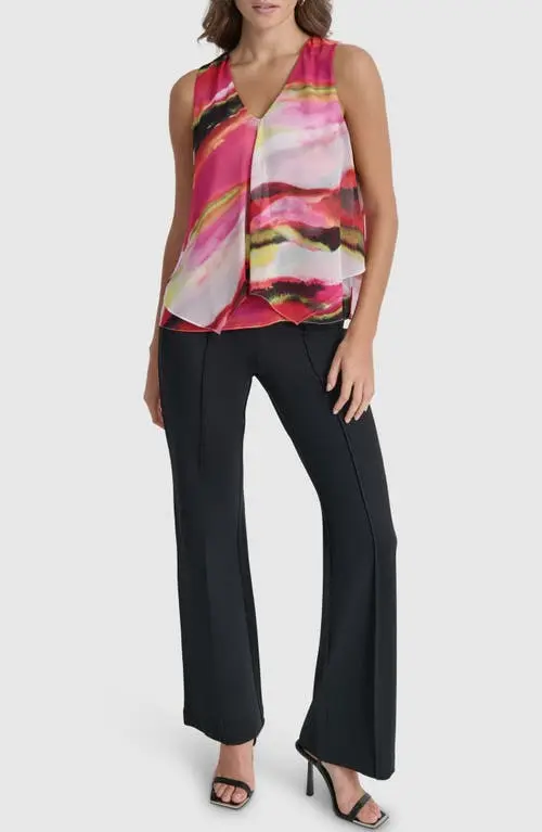 Dkny Printed Chiffon Top