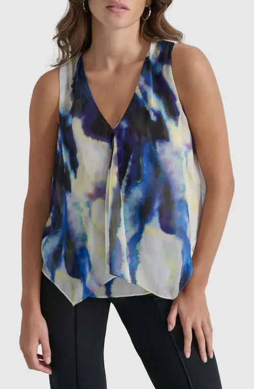 Dkny Printed Chiffon Top