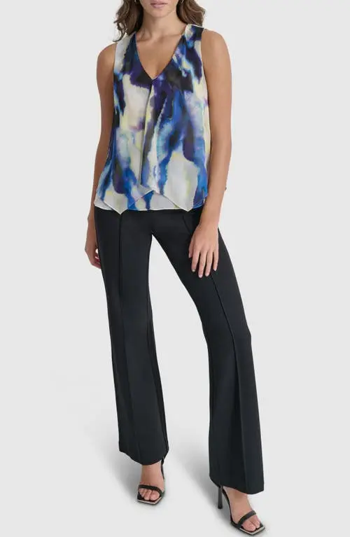 Dkny Printed Chiffon Top