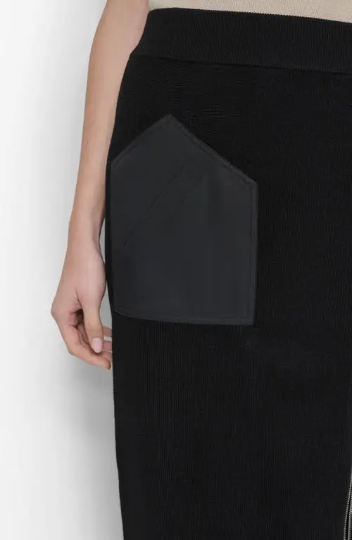 Dkny Zipper Slit Midi Sweater Skirt - Black