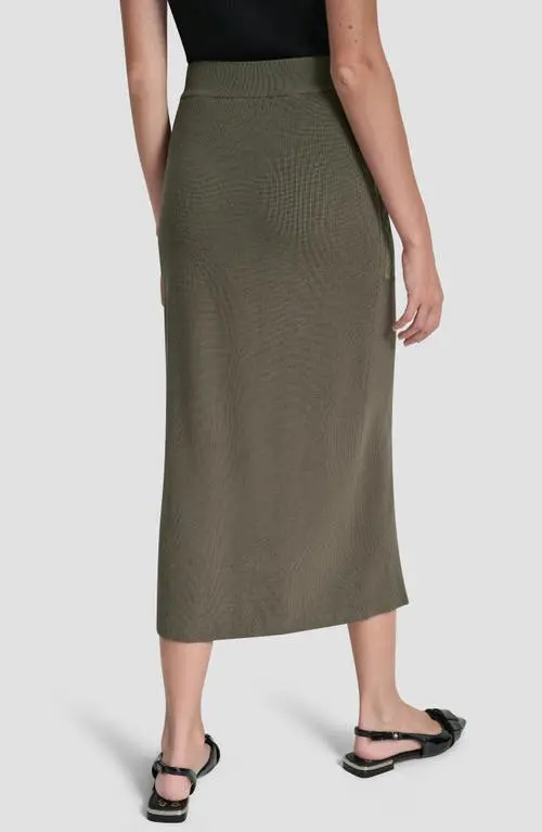 Dkny Zipper Slit Midi Sweater Skirt - City Taupe