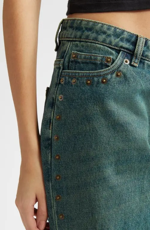 Paloma Wool Crowd Rivet Studded Boyfriend Jeans - Denim