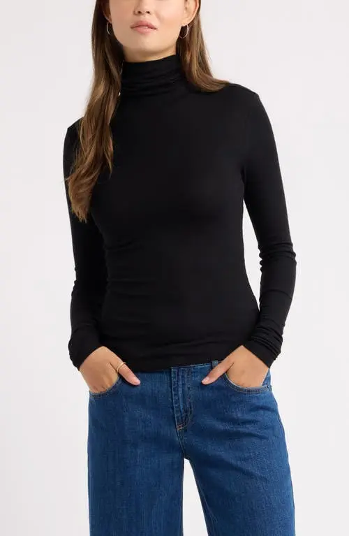 Bp. Turtleneck Ribbed Top - Black