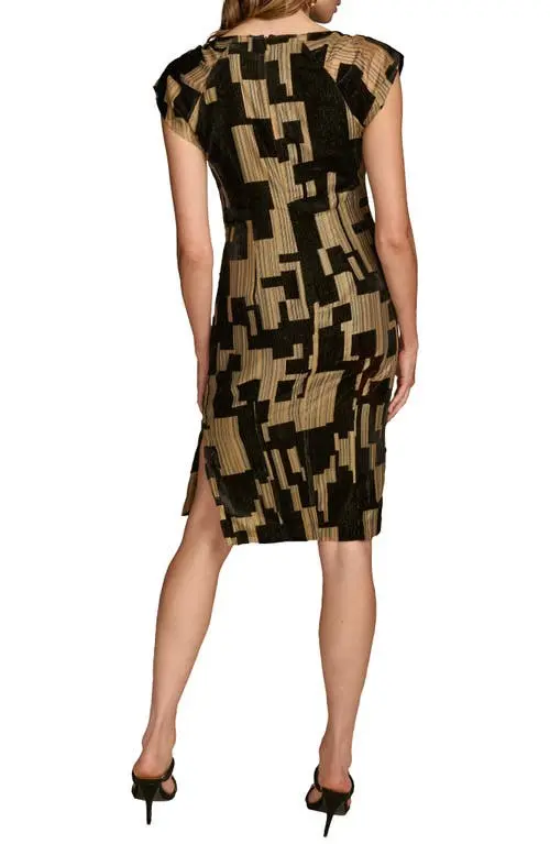 Donna Karan New York Metallic Geo Print Knee Length Dress