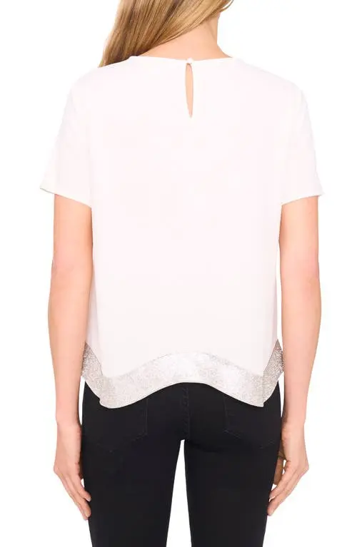 CECE DUPRAZ Embellished Hem Crepe Top - New Ivory