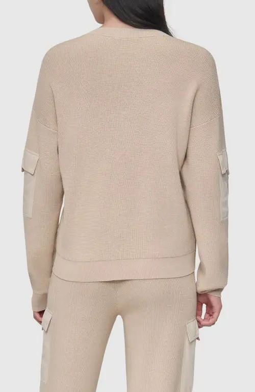 Dkny Cargo Sleeve Ribbed Sweater - Chino Khaki