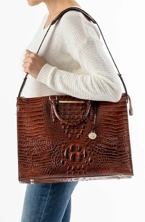 Brahmin Croc Embossed Leather Tote