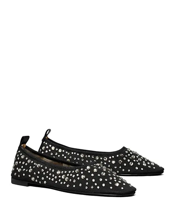 Tory Burch Eddie Crystal Ballet Flats - Black