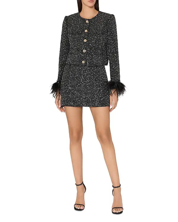 MILLY Tweed Mini Skirt - Black