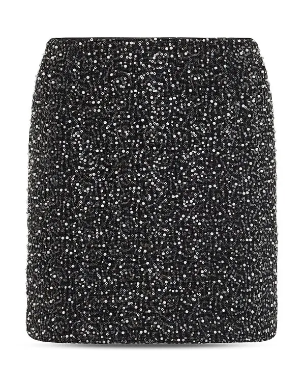 MILLY Tweed Mini Skirt - Black