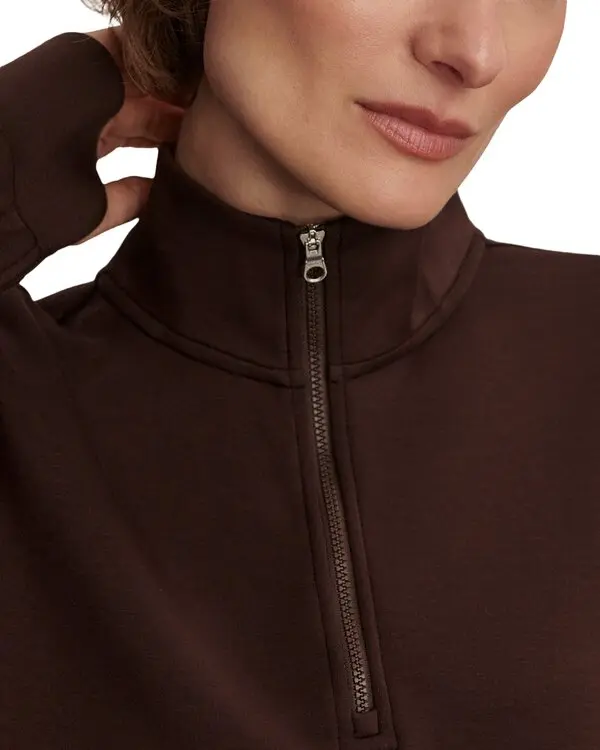 Varley Sian Cropped Half Zip Sweatshirt - Coffee Bean