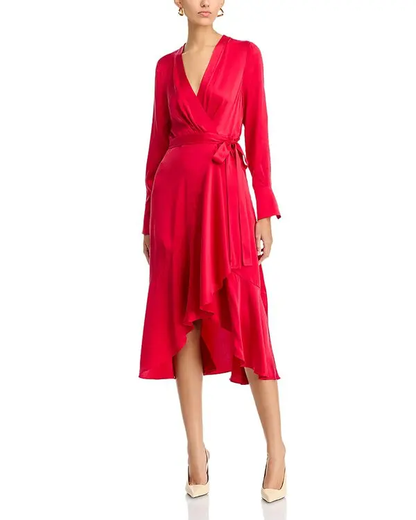 Kobi Halperin Victoria Tie Waist Long Sleeve Midi Dress - Scarlet