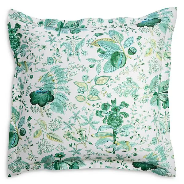 MATOUK Pomegranate Linen Euro Sham Exclusive - Green- Exclusive