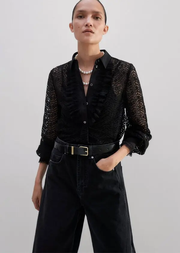 ME+EM Lace Cropped Shirt With Cami