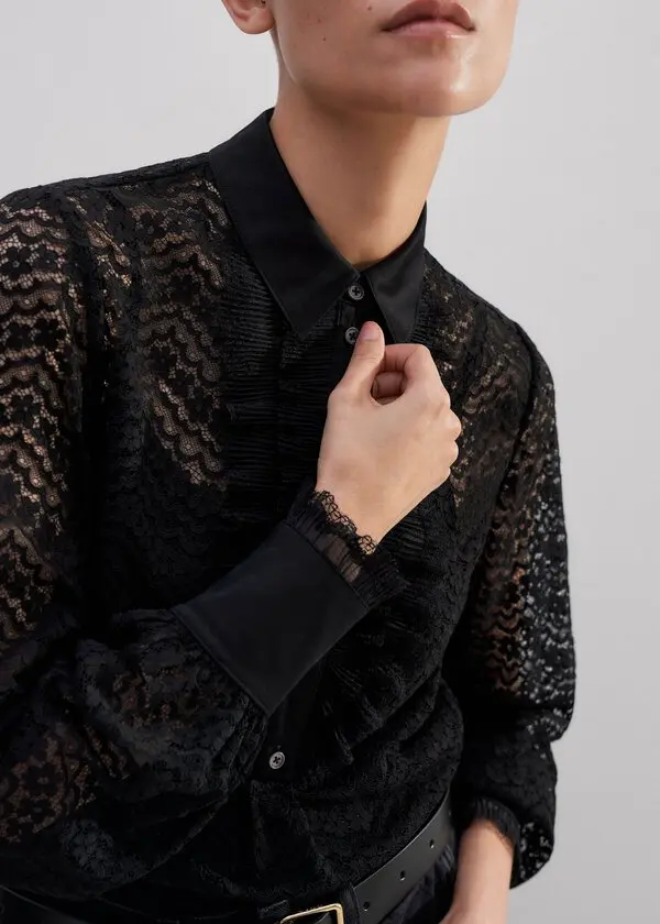 ME+EM Lace Cropped Shirt With Cami