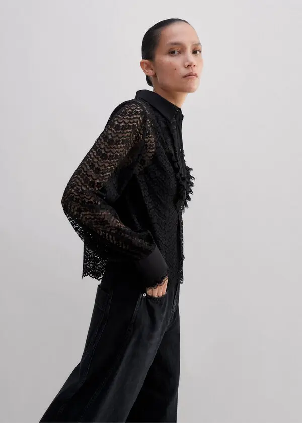 ME+EM Lace Cropped Shirt With Cami