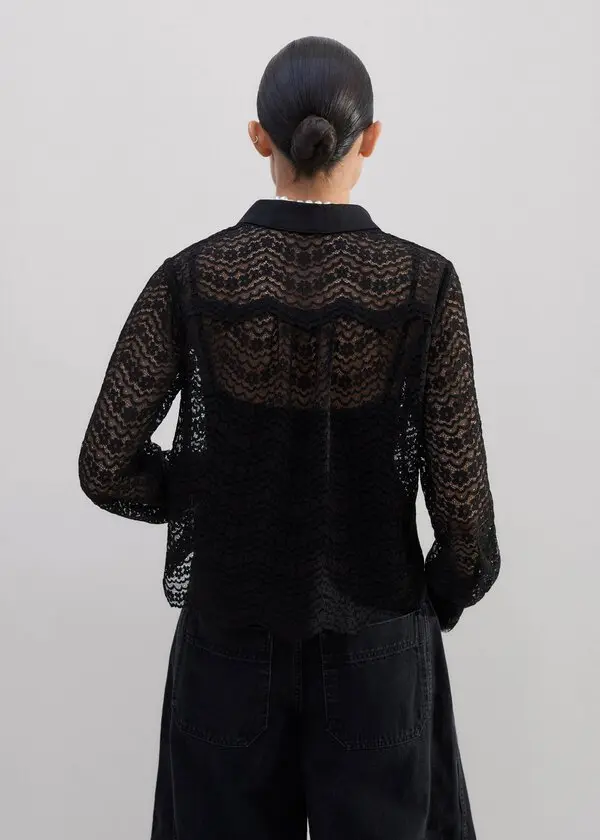 ME+EM Lace Cropped Shirt With Cami