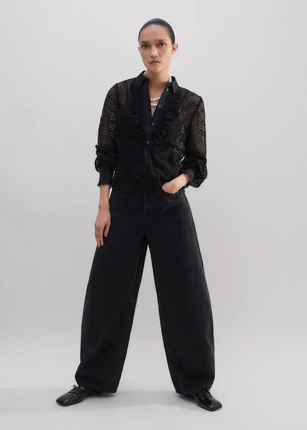 ME+EM Lace Cropped Shirt With Cami
